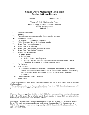 Fillable Online Volusia County Council Agendas Fax Email Print - pdfFiller