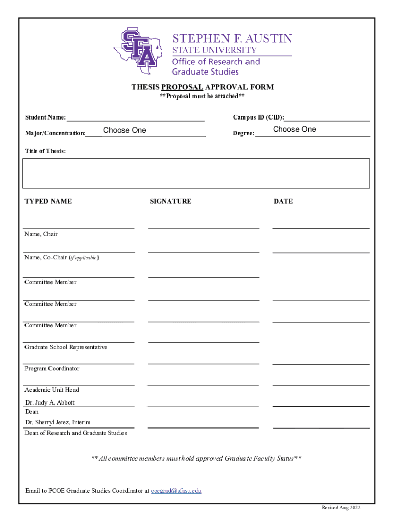 Fillable Online THESIS PROPOSAL APPROVAL FORM (Alabama State University) Fax Email Print - pdfFiller