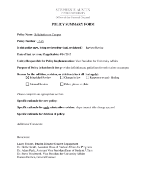Fillable Online Policy Title: Solicitation and Distribution Policy Summary Fax Email Print ...