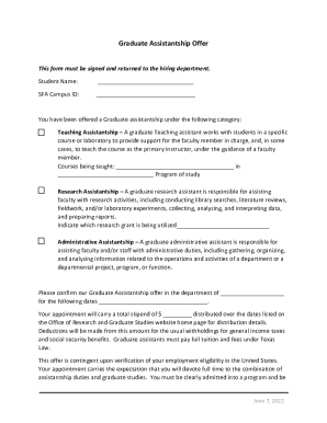 Fillable Online STEPHEN F. AUSTIN STATE UNIVERSITY Graduate ...