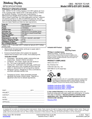 Fillable Online OBS - REFER TO NR SPECIFICATIONS Model HRFG-ER GRY ...