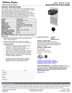Fillable Online OBS - REFER TO NR SPECIFICATIONS Model HRFG-SR W BLK ...