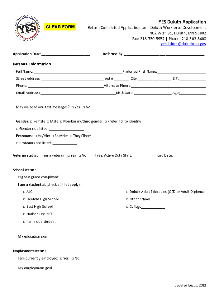 Fillable Online Duluth Workforce Development 402 W 1 St, Duluth, MN ...