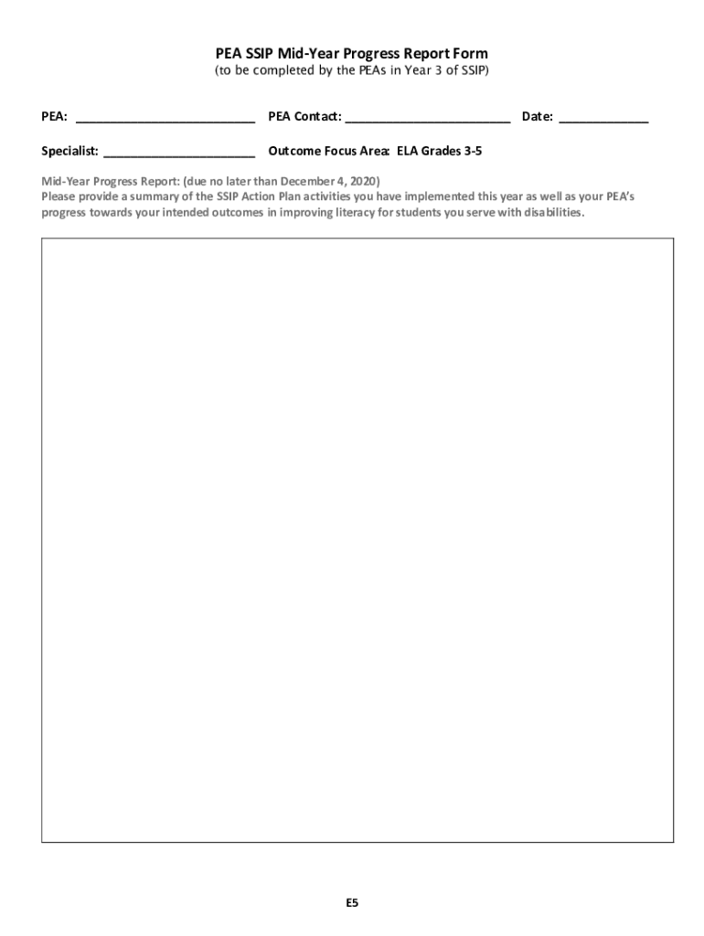Fillable Online PEA SSIP Mid-Year Progress Report Form - Arizona ...