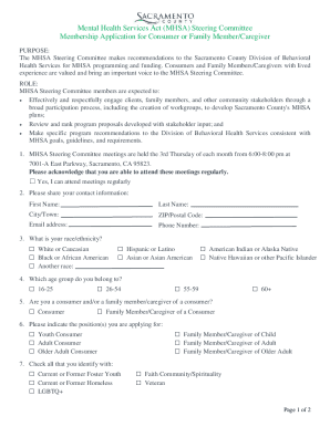 Fillable Online MHSA Steering Committee Application Form Fax Email ...