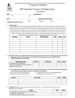 Fillable Online Program of Studies MS Computer Science & Engineering ...