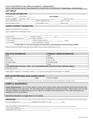 Lot Split Application and Checklist Doc Template | pdfFiller
