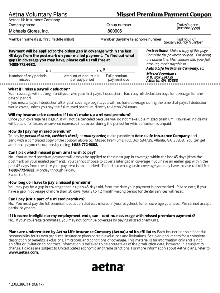 Fillable Online Aetna Voluntary Plans - legal noticeAetnaAetna ...