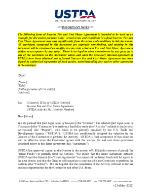 Fillable Online Success Fee Agreement: Definition & Sample ...