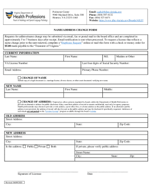 Fillable Online NAME/ADDRESS CHANGE FORM Requests for ... - Virginia ...