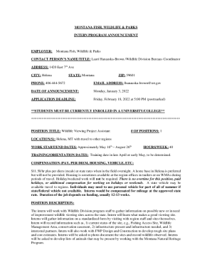 Fillable Online fwp mt Wildlife Viewing Intern - Montana FWP Fax Email ...