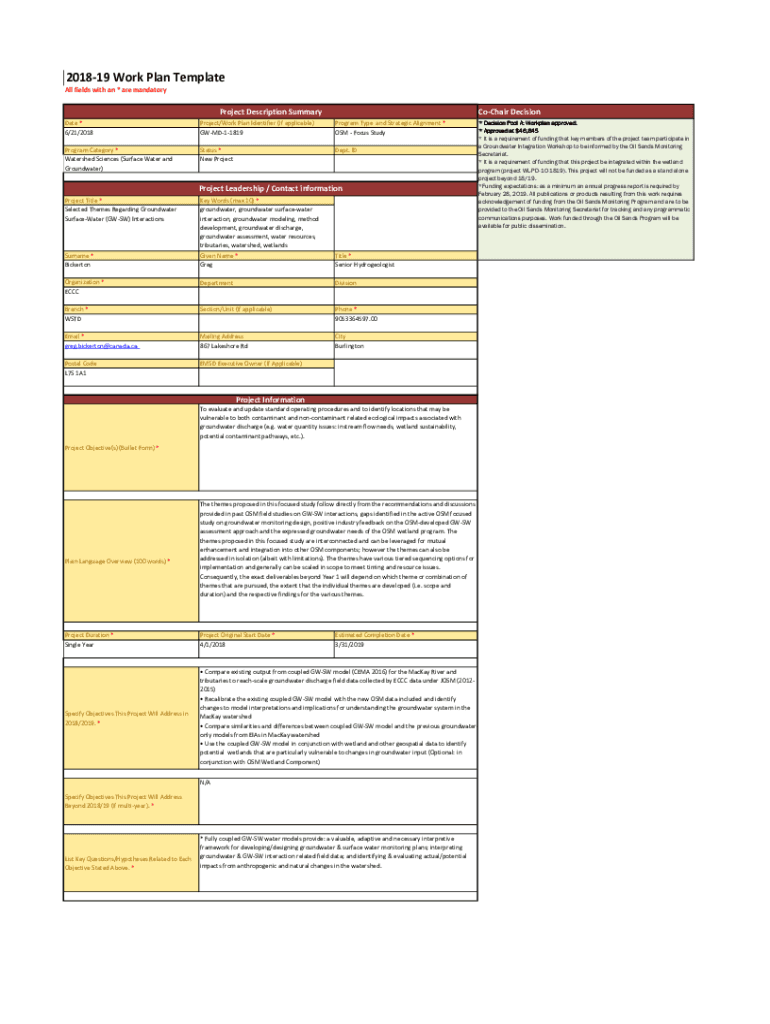 Fillable Online open alberta 24 Work Plan Template & Samples (Free ...