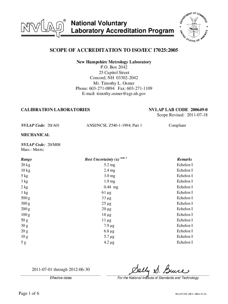 Fillable Online National Voluntary Laboratory Accreditation Program ...