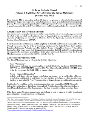 Fillable Online St. Peter Catholic Church Policies & Guidelines for ...