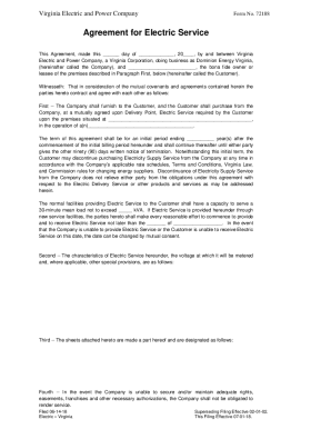 Fillable Online Agreement for Electric Service. Agreement for Electric ...