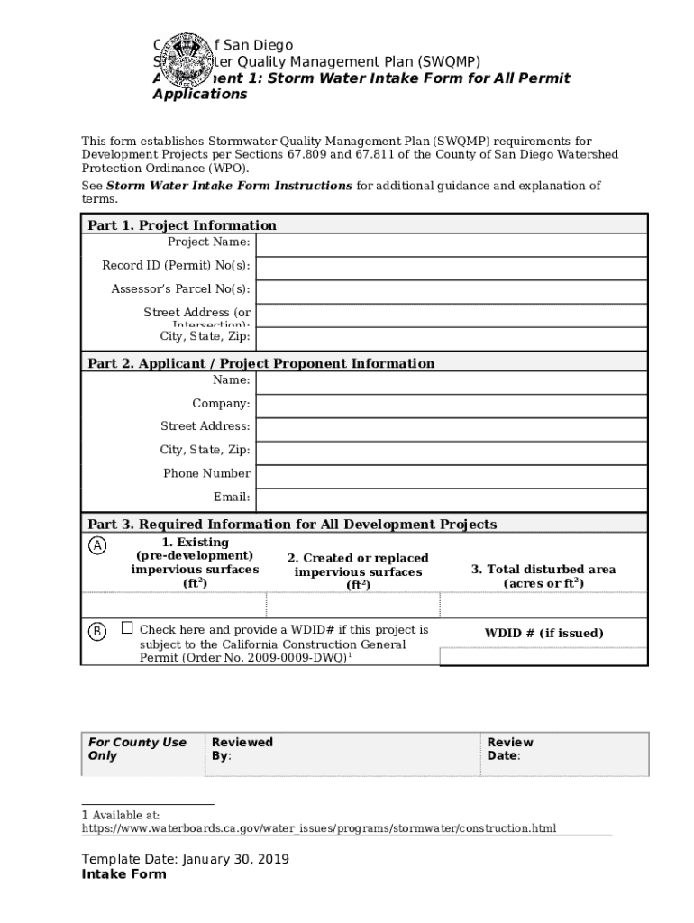 Storm Water Quality Management Plan (SWQMP) - Storm Water Permitting ...