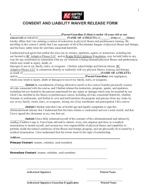 Fillable Online PARENT/GUARDIAN CONSENT FORM AND LIABILITY WAIVER PARTICIPANTSNAME ... Fax Email ...