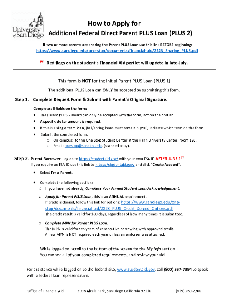 Fillable Online Parent PLUS Loan Application - Federal Student Aid Fax ...