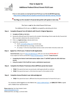 Fillable Online How to Apply for Additional Federal Direct Parent PLUS ...