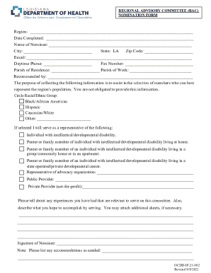 Fillable Online regional advisory committee (rac) nomination form Fax ...