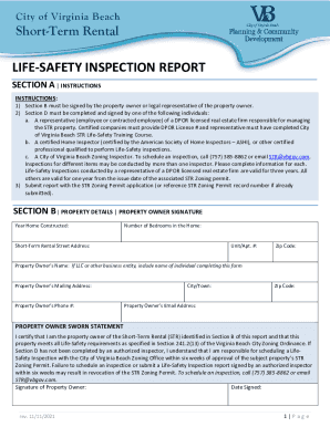 Fillable Online LIFE-SAFETY INSPECTION REPORT - VBgov.com Fax Email ...