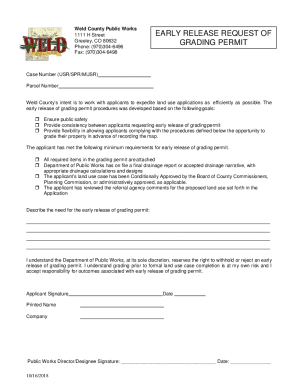 Fillable Online EARLY RELEASE REQUEST OF GRADING PERMIT Fax Email Print ...