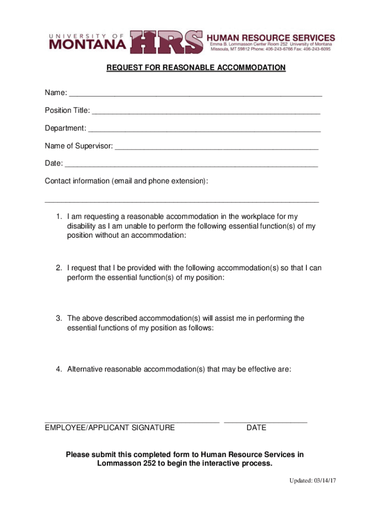 Fillable Online How do I request reasonable accommodation at work? Fax ...