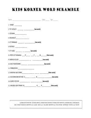 Fillable Online NAME Scramble - See How Many Ways NAME ScramblesWord ...