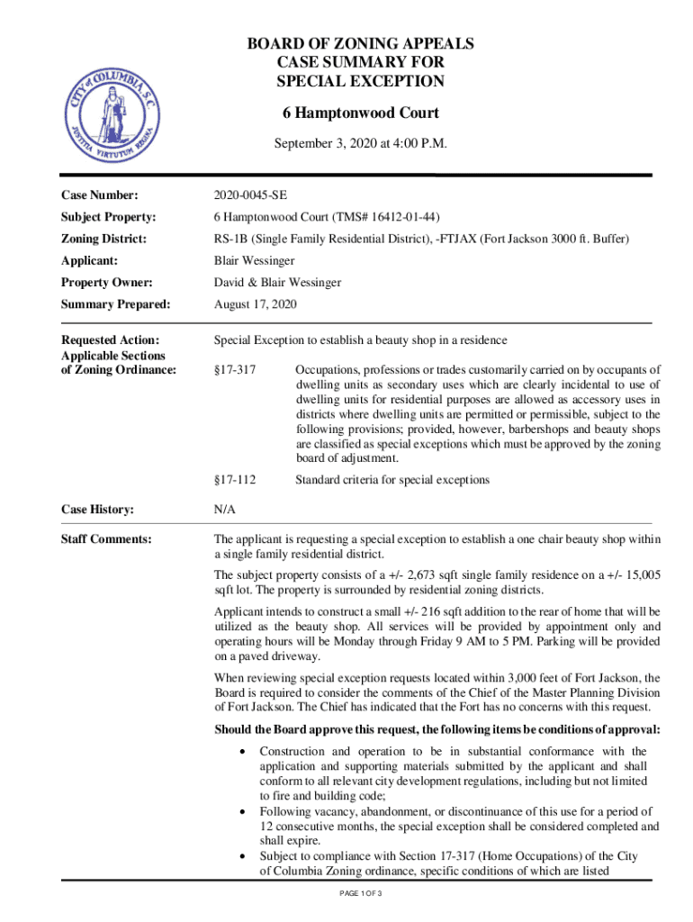 Fillable Online Special Exception.pdf Fax Email Print - pdfFiller