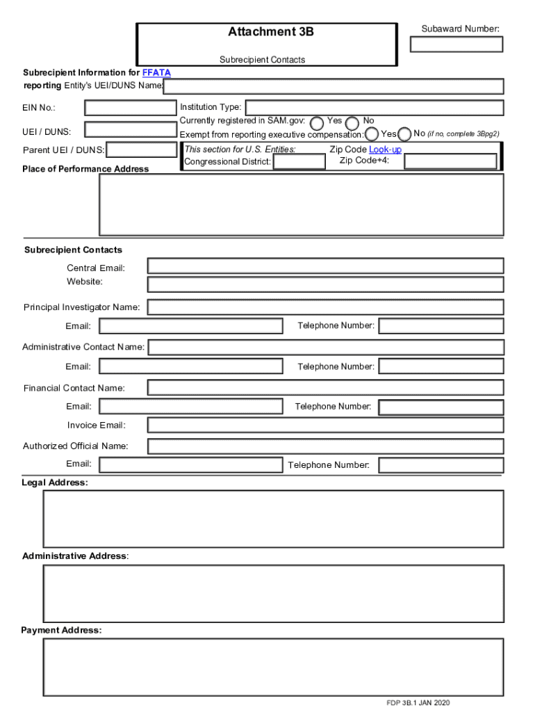 Fillable Online hsc unm Attachment 3B Subaward Number: Research Subaward Agreement - NIST Fax ...