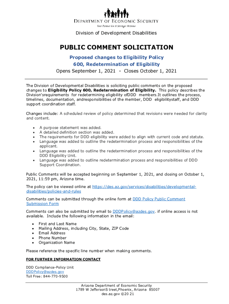 Fillable Online Public Comment Solicitation Announcement for ...