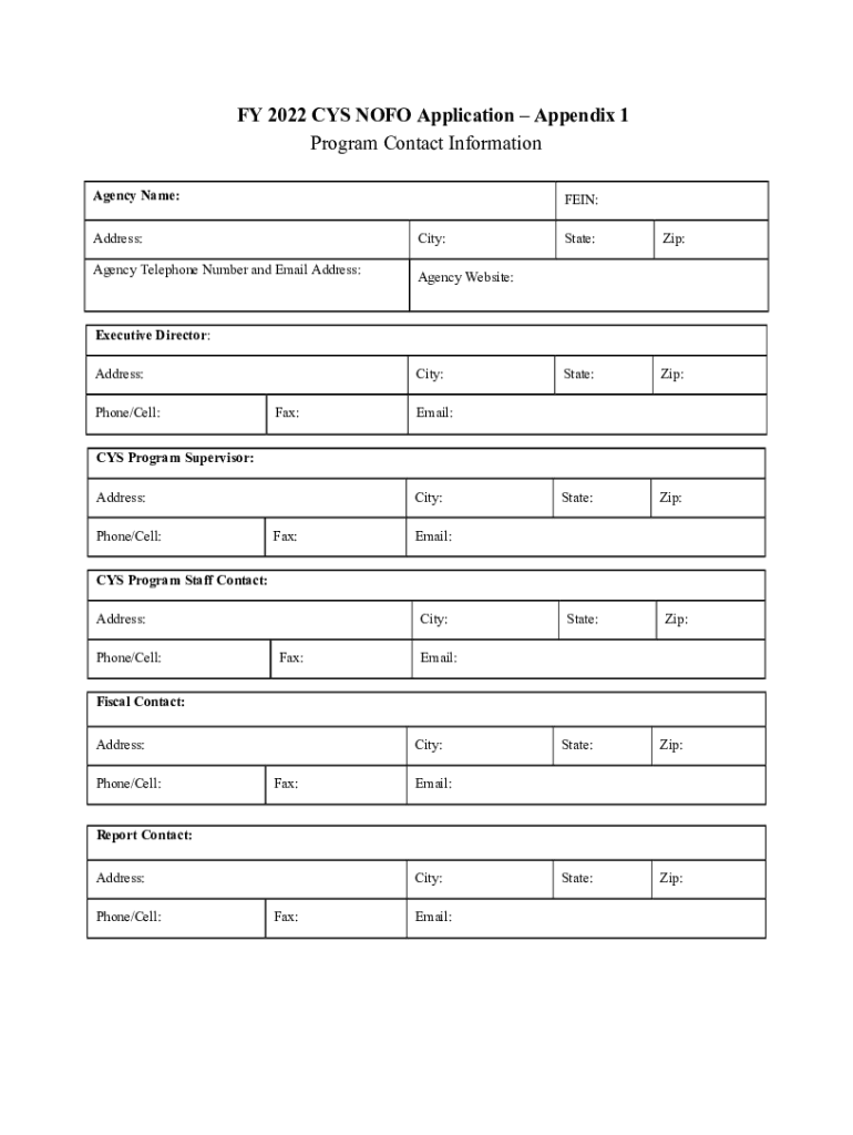 Fillable Online FY2022 NOTICE OF FUNDING OPPORTUNITY (NOFO) INFORMATION ...