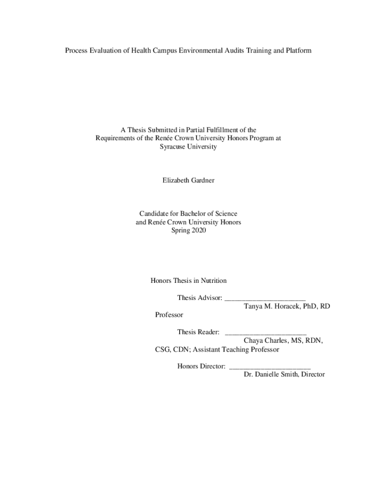Fillable Online Process Evaluation of Health Campus Environmental Audits Training and ... Fax ...