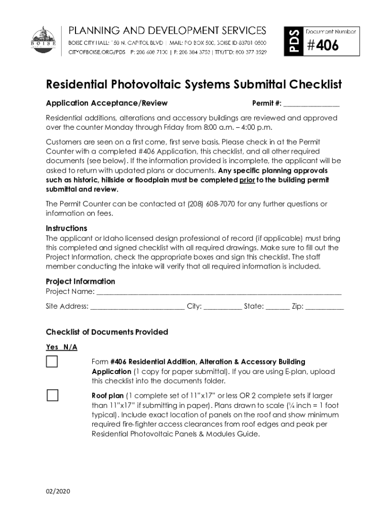 Fillable Online Residential Photovoltaic Systems Submittal Checklist Fax Email Print - pdfFiller
