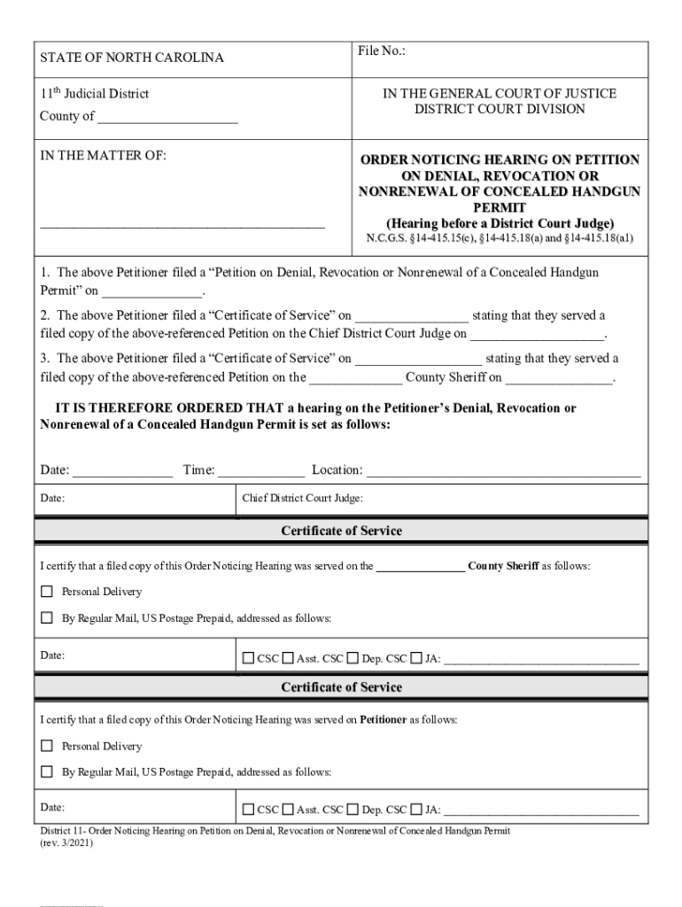 Fillable Online STATE OF NORTH CAROLINA File No.: 11th Judicial ...