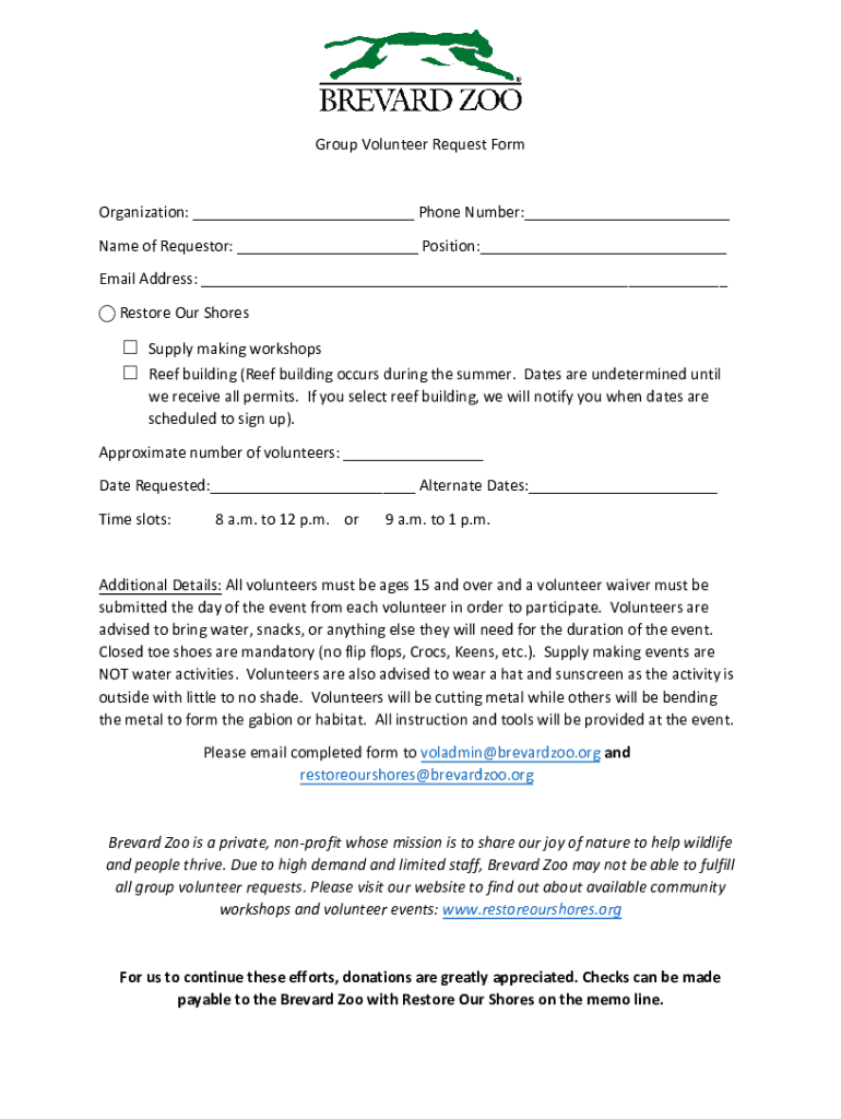 Fillable Online Group Volunteer Request Form - Second Harvest Food Bank ...