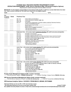 Fillable Online STUDENT SELF-TRACKING DEGREE REQUIREMENTS SHEET ...