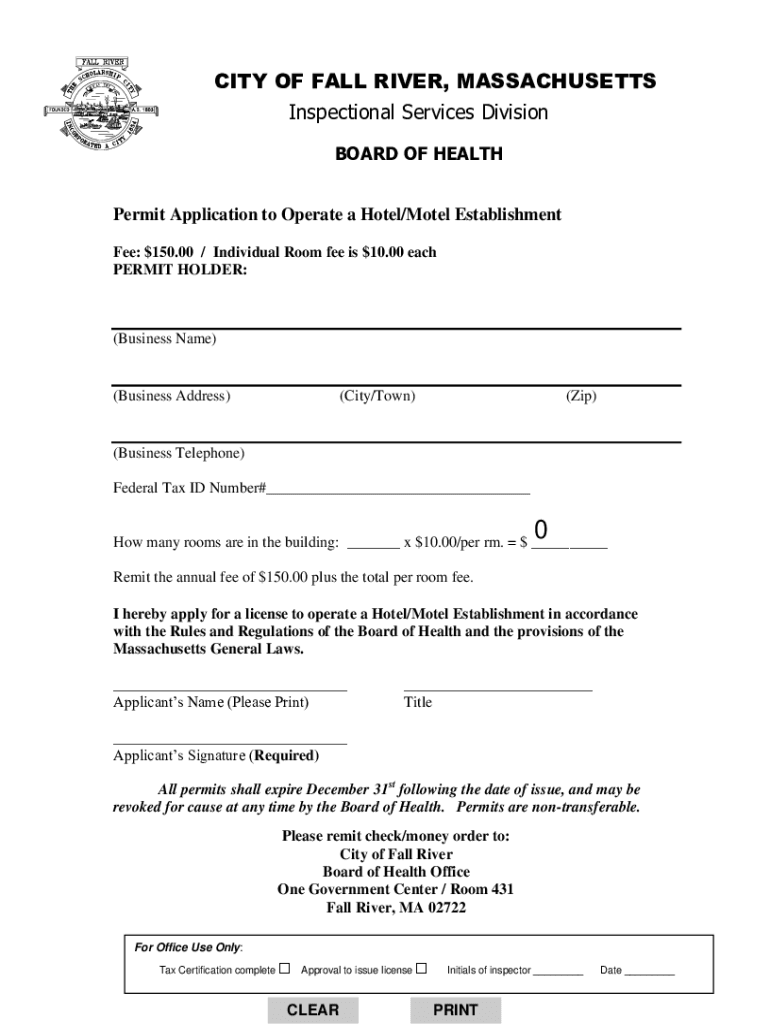 Fillable Online Fall River Inspectional Services Building Division Fax ...
