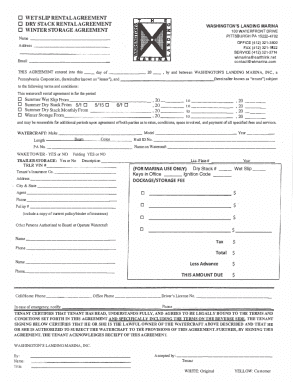 Fillable Online Boat Slip Rental Agreement - Main Harbor Marina Fax ...