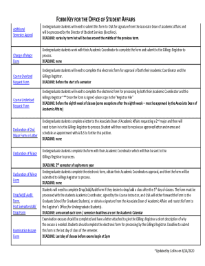 Fillable Online sph unc FORM KEY FOR THE OFFICE OF STUDENT AFFAIRS Fax ...