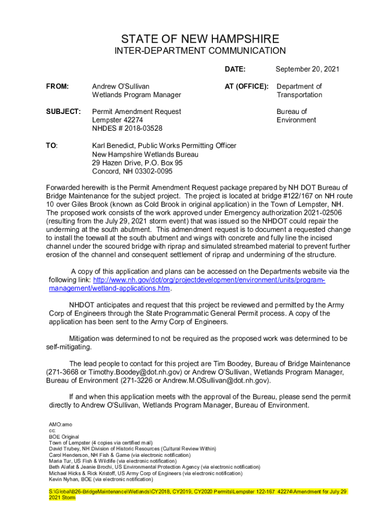 Fillable Online nhdes-w-06-081 Amendment Request Form for a Wetlands ...