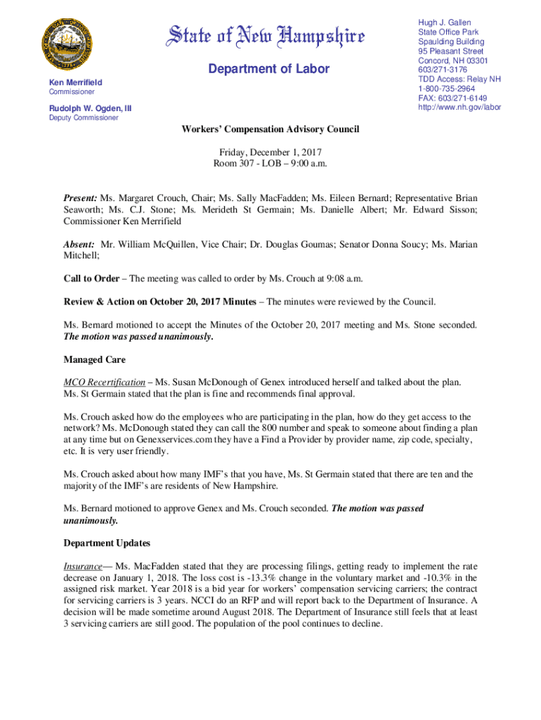 Fillable Online Forms Workers' Compensation Division NH Department of ...