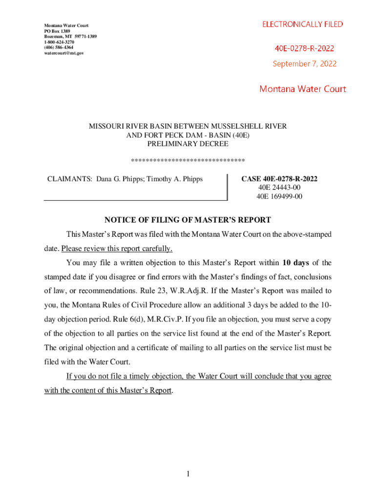 Fillable Online courts mt ORDER AMENDING AND ADOPTING MASTERS REPORT ...