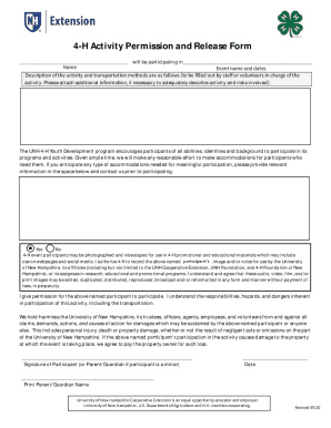 Fillable Online extension unh Enrollment Forms - California 4-H Youth ...
