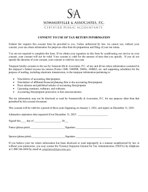 Fillable Online (7) Consent to Use Of Tax Return InformationJoeButch ...