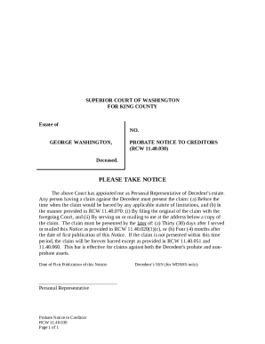 Probate of the Estate Case Review - King County - King County ...