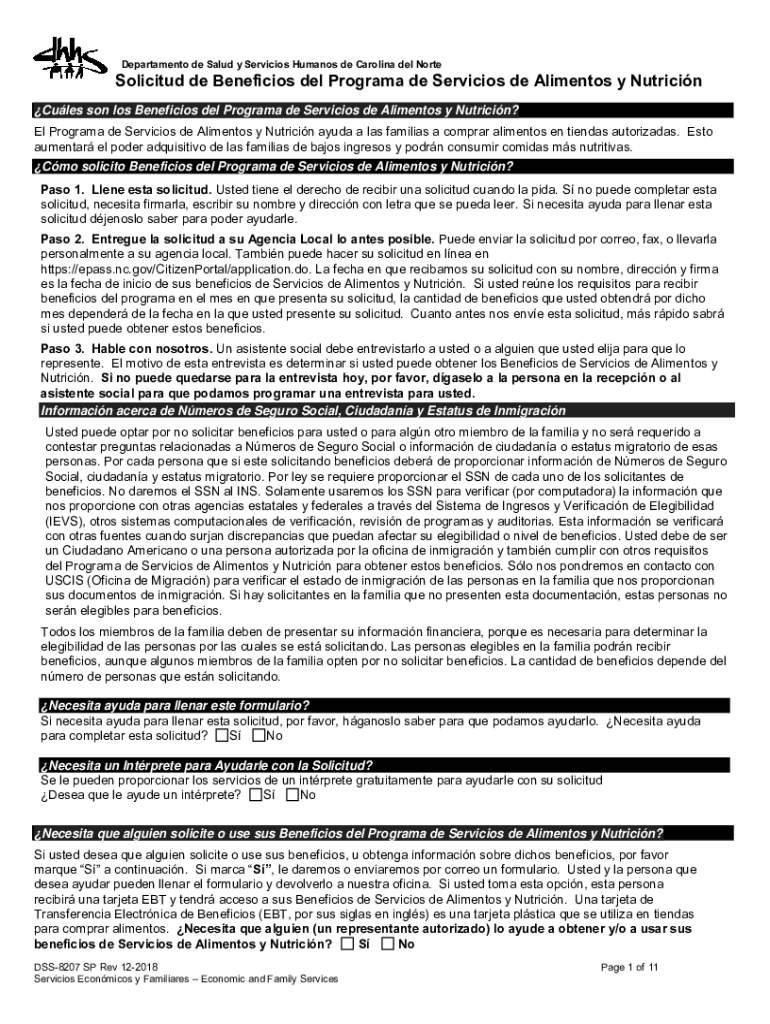 Fillable Online El Departamento de Salud y Servicios Humanos de Carolina del Norte ... Fax Email ...