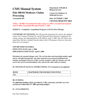 Fillable Online CMS Manual System: Pub. 100-04 Medicare Claims ...