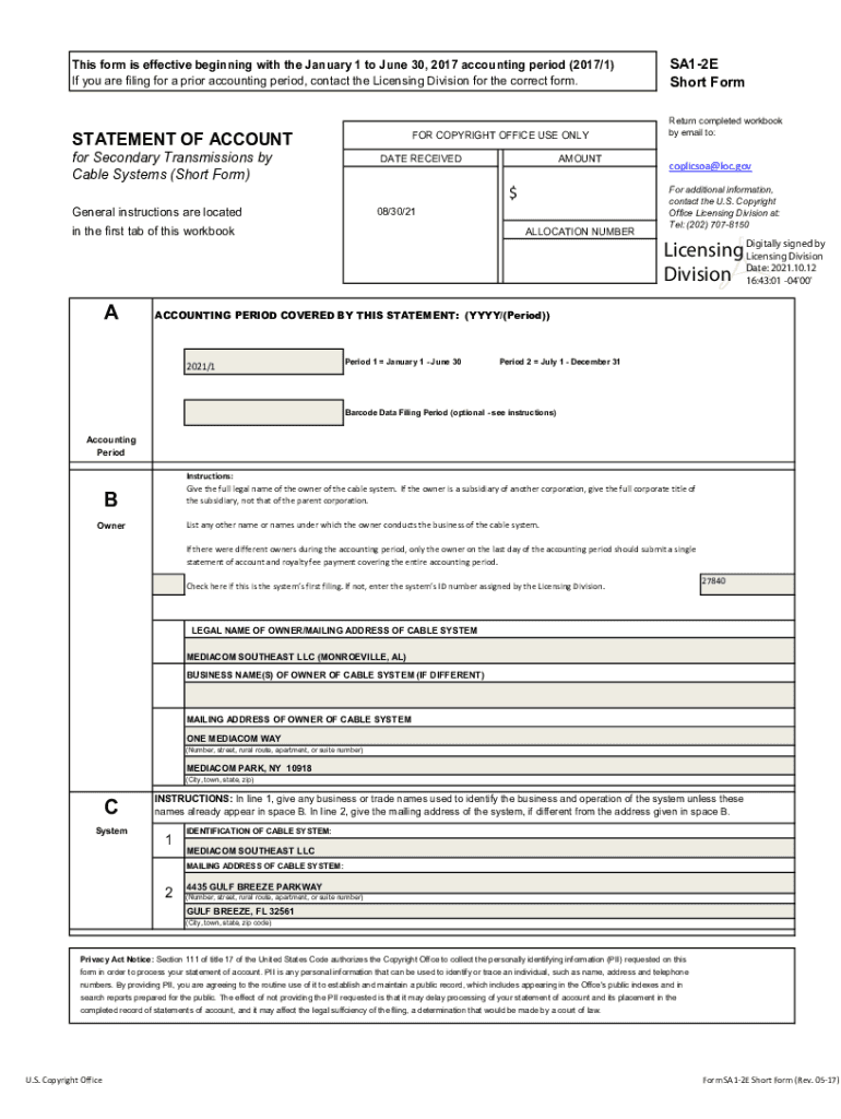 Fillable Online Section 111 - Statutory License for SecondarySection ...