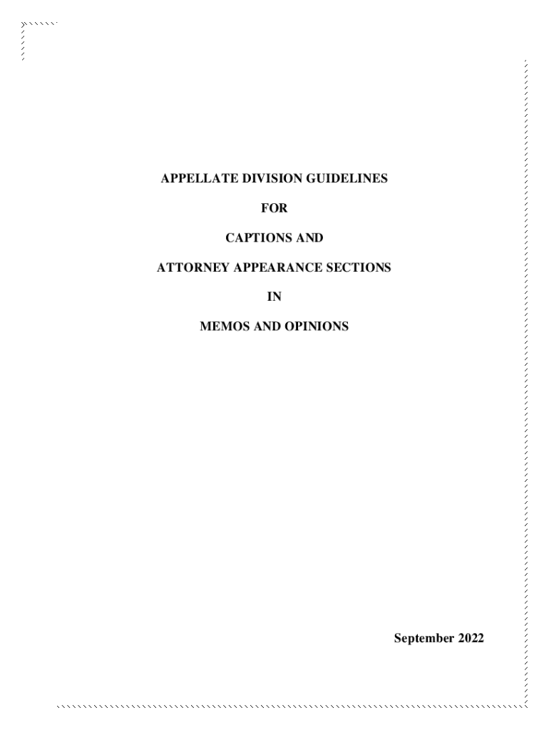 Fillable Online APPELLATE DIVISION GUIDELINES FOR CAPTIONS AND ATTORNEY ...